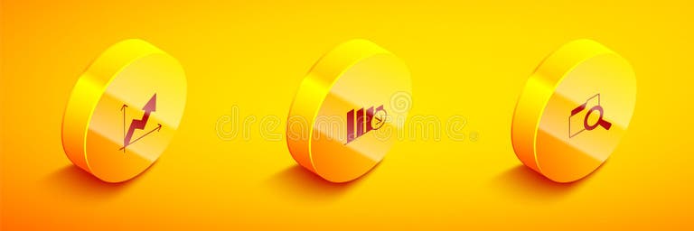 Set Isometric Financial Growth, Decrease and Search with Folder Icon. Vector Stock Illustration ...