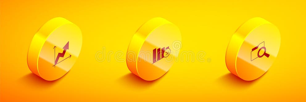 Set Isometric Financial Growth, Decrease and Search with Folder Icon. Vector Stock Illustration ...