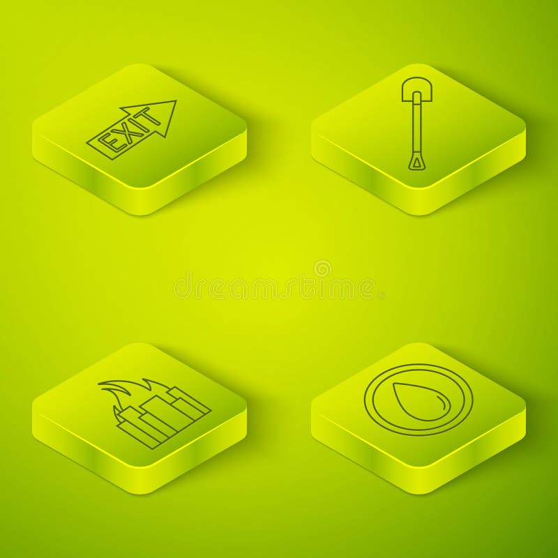 Set Isometric Fire Shovel, Fire in Burning Buildings, Water Drop and ...