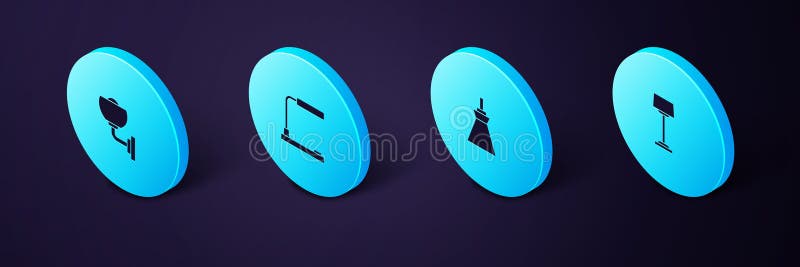 Set Isometric Floor Lamp, Lamp Hanging, Table and Wall Sconce Icon ...