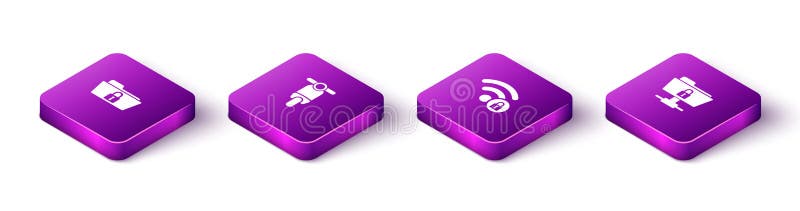 Set Isometric Folder and Lock, Scooter, Wifi Locked and FTP Folder Icon ... Set Isometric Folder and Lock, Scooter, Wifi Locked and FTP Folder Icon ...