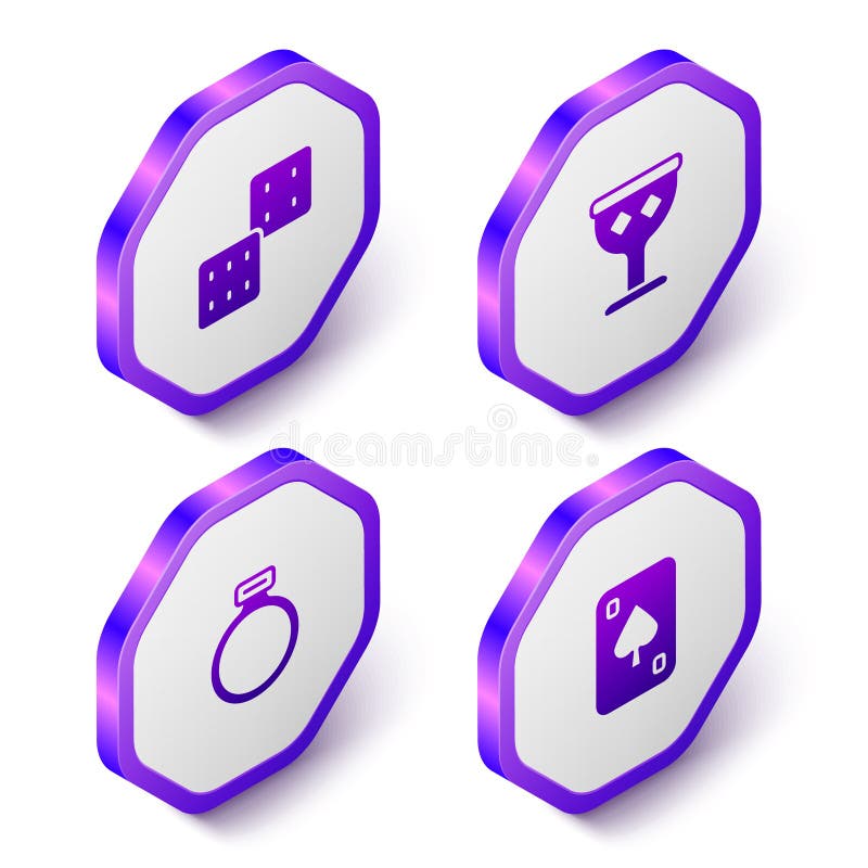 Set Isometric Game Dice, Medieval Goblet, Magic Stone Ring and Playing ...