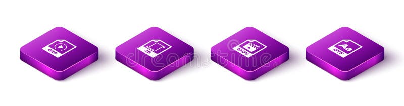 Set Isometric GIF File Document, JS, MOV and OTF Icon. Vector Stock ... Set Isometric GIF File Document, JS, MOV and OTF Icon. Vector Stock ...