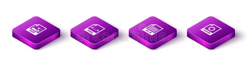 Set Isometric GIF File Document, XML, XLS and RAW Icon. Vector Stock ... Set Isometric GIF File Document, XML, XLS and RAW Icon. Vector Stock ...