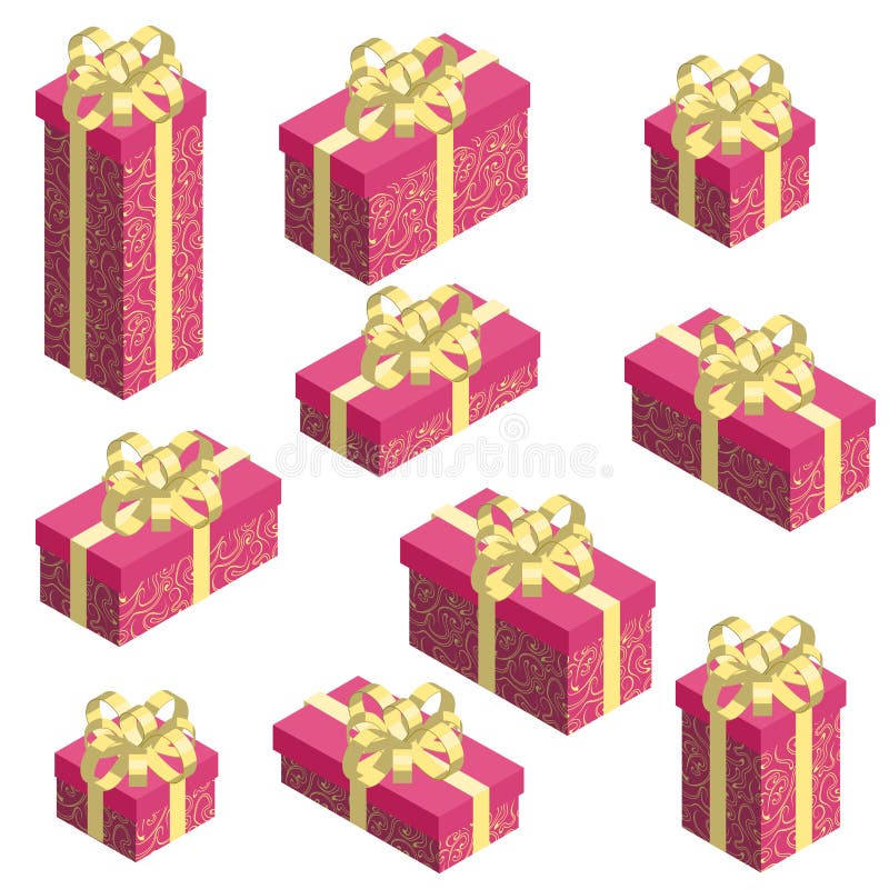 Isometric gift box stock illustration. Illustration of ribbon - 260560025