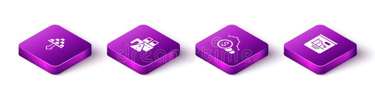 Set Isometric Gold Bars, Shutdown of Factory, Dollar Rate Decrease and Pie Chart Infographic ...