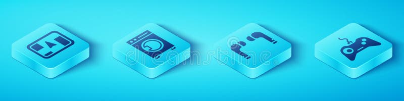Set Isometric Gps Device with Map, Washer, Gamepad and Air Headphones ... Set Isometric Gps Device with Map, Washer, Gamepad and Air Headphones ...