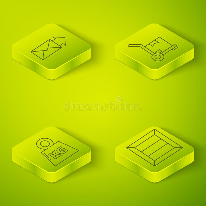 Set Isometric Hand Truck and Boxes, Weight, Wooden Box and Envelope ...