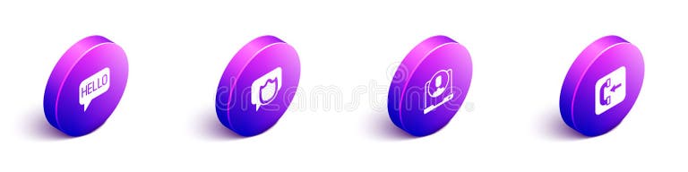 Set Isometric Hello in Different Languages, Speech Bubble Chat ...