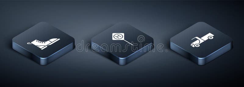 Set Isometric Hiking Boot, Pickup Truck and Parking Icon. Vector Stock ...