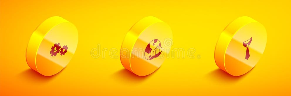 Set Isometric Human with Gear, Globe and People and Tie Icon. Vector ...