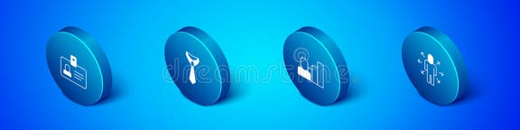 Set Isometric Identification Badge, Productive Human, Multitasking ...