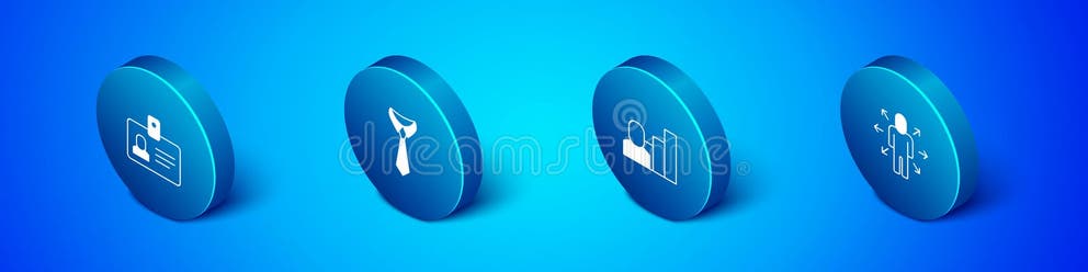 Set Isometric Identification Badge, Productive Human, Multitasking ...