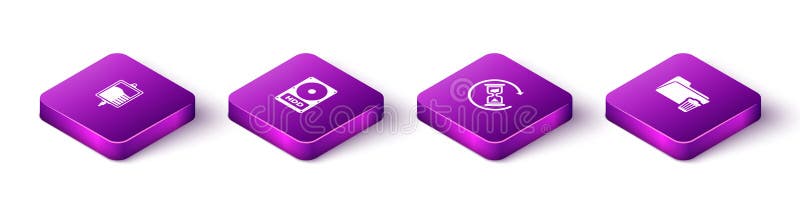 Set Isometric IV Bag, Hard Disk Drive HDD, Waiting and Delete Folder ...