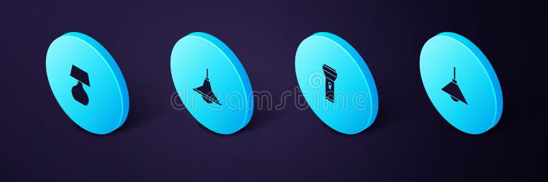Set Isometric Lamp Hanging, Flashlight, Chandelier and Table Lamp Icon ...