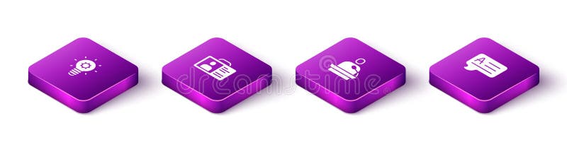 Set Isometric Light Bulb, Identification Badge, Gives Lecture and ...