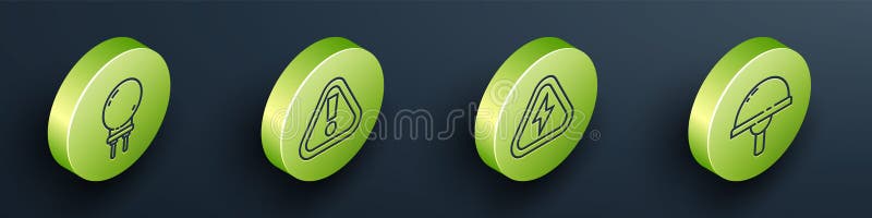 Set Isometric Light Emitting Diode, Exclamation Mark in Triangle, High ...