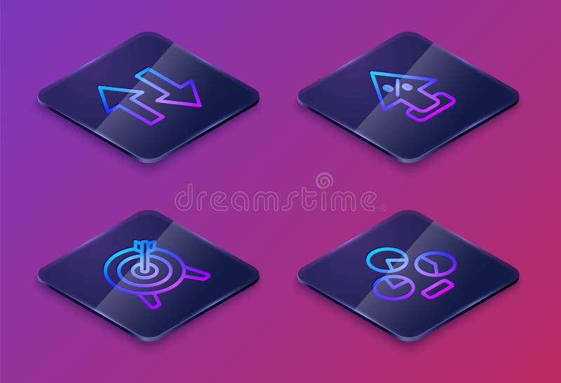 Set Isometric Line Arrow, Target, Percent Up Arrow and Pie Chart ... Set Isometric Line Arrow, Target, Percent Up Arrow and Pie Chart ...