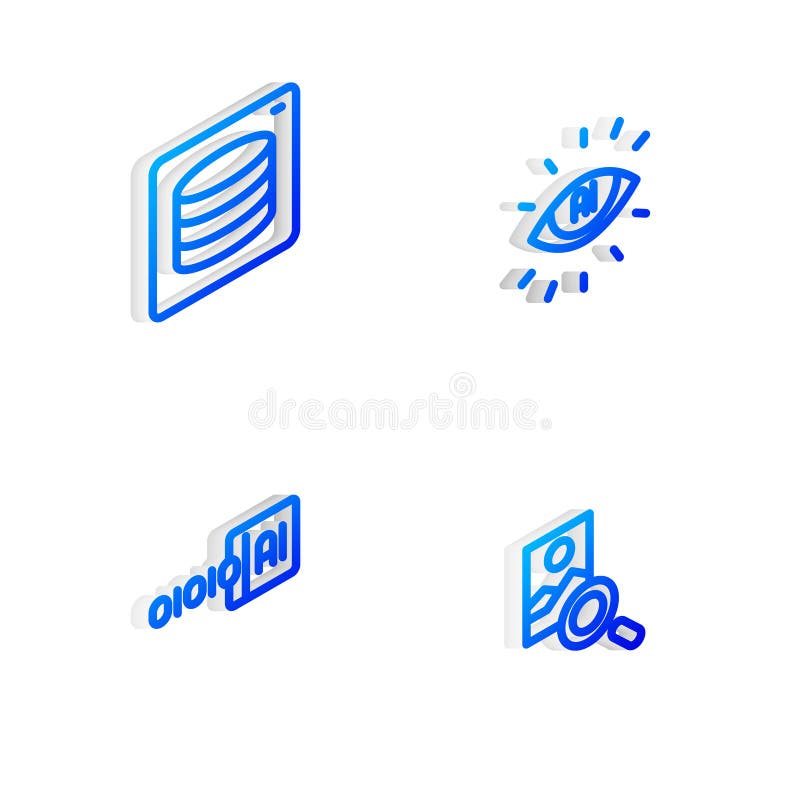 Set Isometric Line Artificial Intelligence AI, Server, Data, Binary ... Set Isometric Line Artificial Intelligence AI, Server, Data, Binary ...