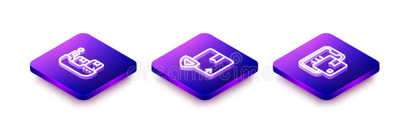 Set Isometric Line Cargo Ship with Boxes Delivery, Delivery Security ... Set Isometric Line Cargo Ship with Boxes Delivery, Delivery Security ...