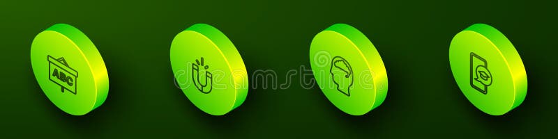 Set Isometric Line Chalkboard, Magnet, Human Brain and Graduation Cap ...