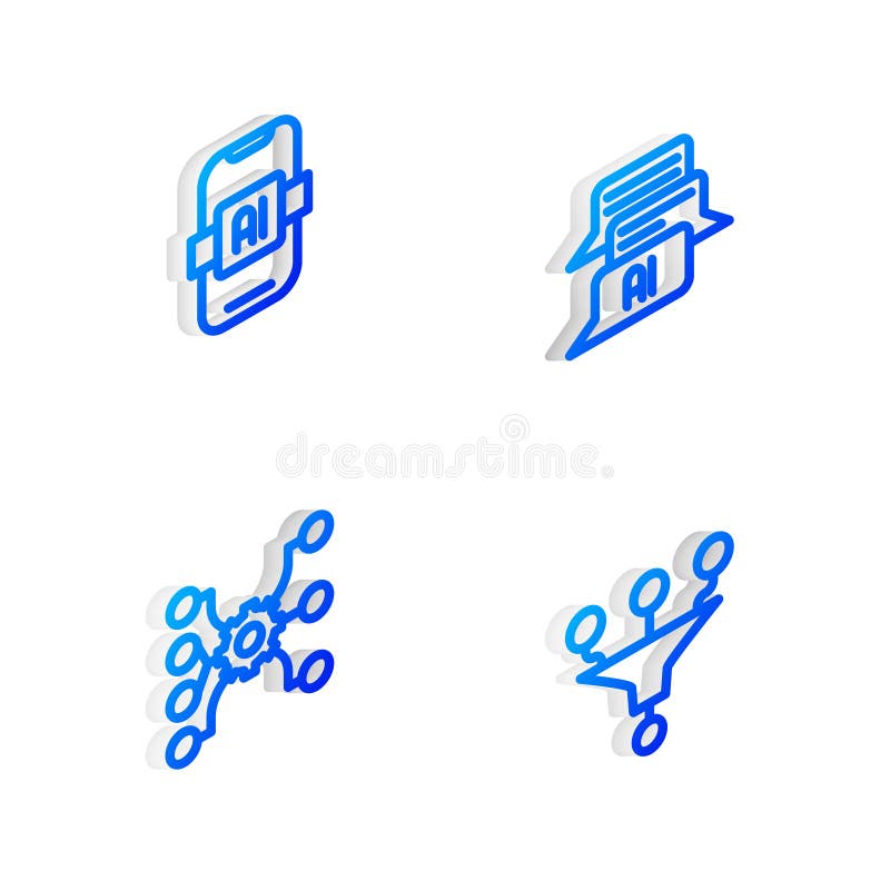 Set Isometric Line Chat Bot, Artificial Intelligence AI, Neural Network ... Set Isometric Line Chat Bot, Artificial Intelligence AI, Neural Network ...
