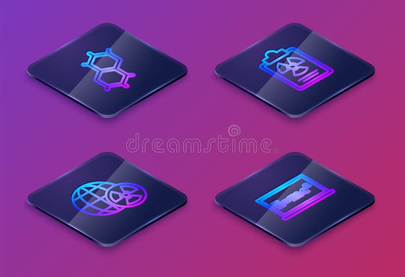 Set Isometric Line Chemical Formula, Planet Earth and Radiation ...