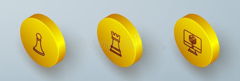 Set Isometric Line Chess Pawn, and Game Dice Icon. Vector Stock Vector ...