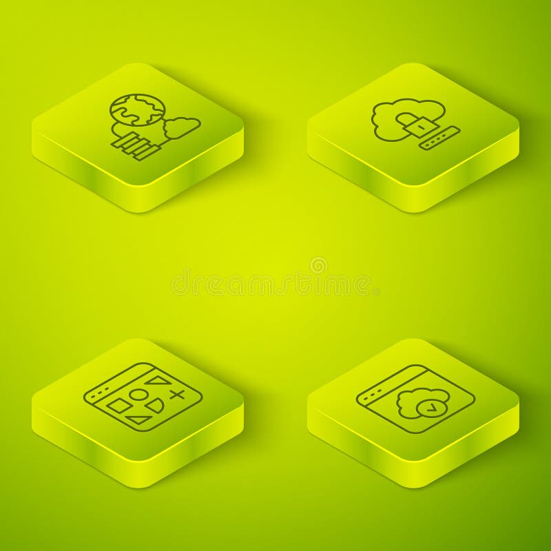Set Isometric Line Cloud Computing Lock, Different Files, Technology ... Set Isometric Line Cloud Computing Lock, Different Files, Technology ...