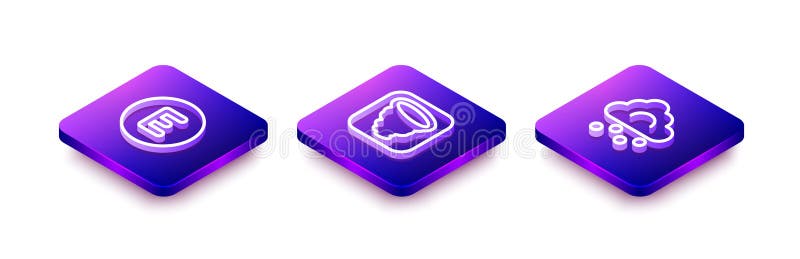 Set Isometric Line Compass West, Tornado and Hail Cloud Icon. Vector ...