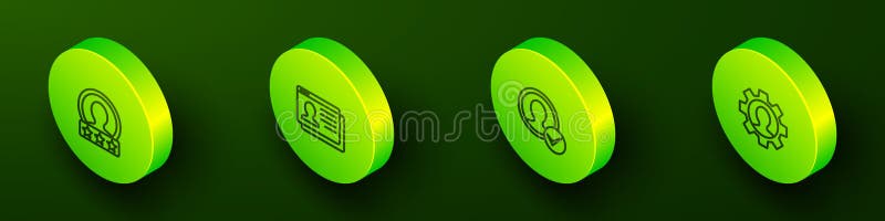 Set Isometric Line Create Account Screen, Resume, and Human with Gear Icon. Vector Stock Vector ...