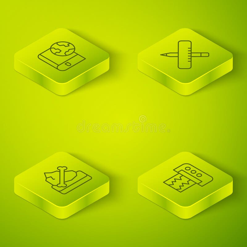 Set Isometric Line Crossed Ruler and Pencil, Archeology, Seismograph ... Set Isometric Line Crossed Ruler and Pencil, Archeology, Seismograph ...