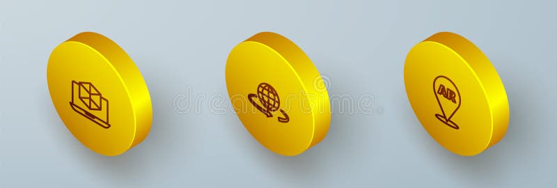 Set Isometric Line 3d Modeling, and Augmented Reality AR Icon. Vector ...