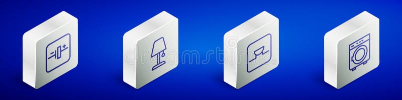 Set Isometric Line DC Voltage Source, Table Lamp, Buzzer in Electronic ...