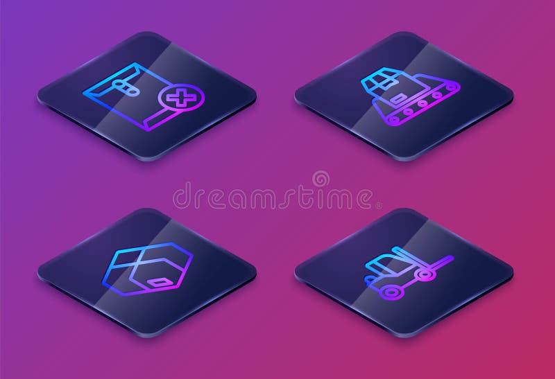 Set Isometric Line Delete Envelope, Carton Cardboard Box, Conveyor Belt ... Set Isometric Line Delete Envelope, Carton Cardboard Box, Conveyor Belt ...
