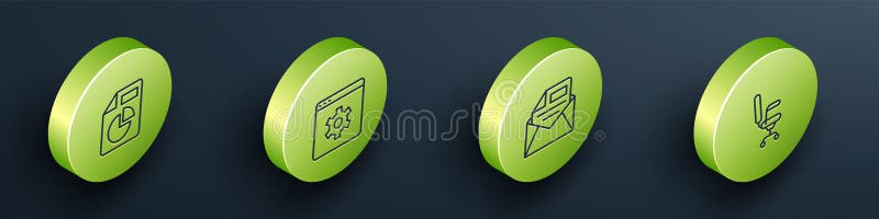 Set Isometric Line Document with Graph Chart, Browser Setting, Mail and ... Set Isometric Line Document with Graph Chart, Browser Setting, Mail and ...