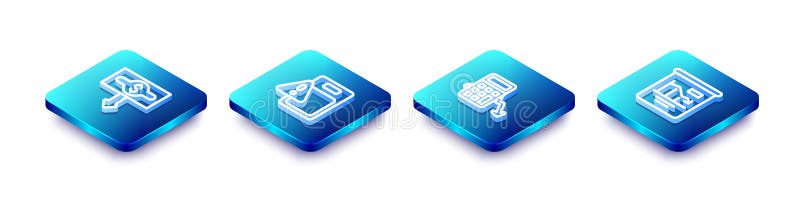 Set Isometric Line Dollar Rate Decrease, Global Economic Crisis, Calculation of Expenses and Pie ...