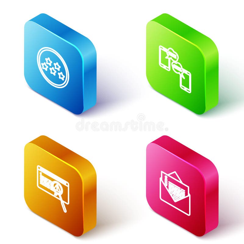 Set Isometric Line Five Stars Rating Review, Chat Messages on Mobile ... Set Isometric Line Five Stars Rating Review, Chat Messages on Mobile ...