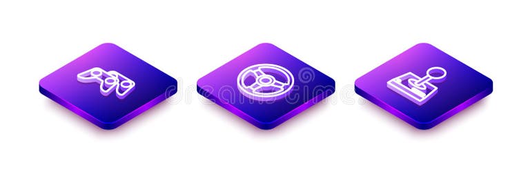 Set Isometric Line Game Controller or Joystick, Racing Simulator and Joystick for Arcade Machine ...