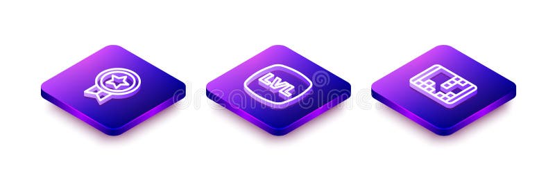 Set Isometric Line Game Rating with Medal, Level Game and Portable ...