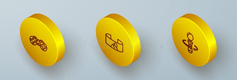 Set Isometric Line Gamepad, 360 Degree View and VR Controller Game Icon ... Set Isometric Line Gamepad, 360 Degree View and VR Controller Game Icon ...