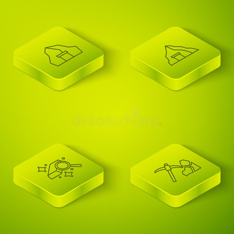 Set Isometric Line Gold Mine, Bars, Mining and Icon. Vector Stock ...