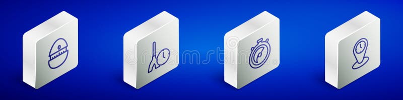 Set Isometric Line Kitchen Timer, Cleaning, Stopwatch and Time Zone ...