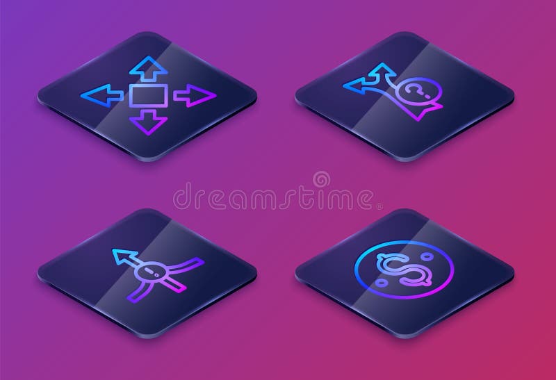 Set Isometric Line Many Ways Directional Arrow, Arrow, and Dollar ...