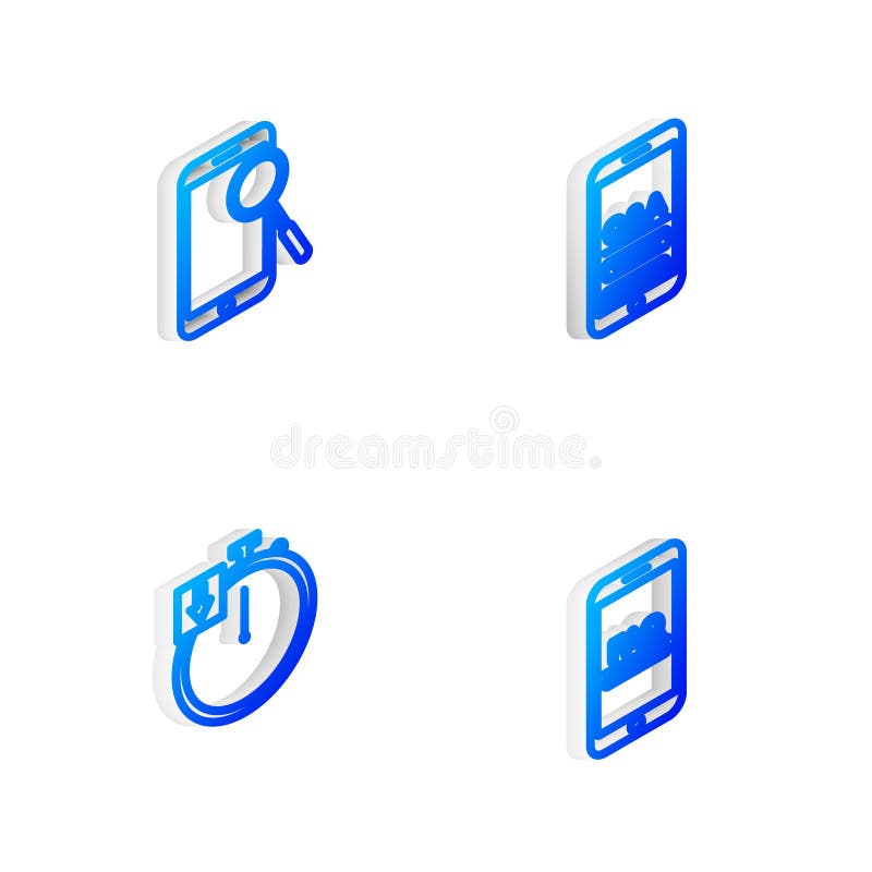 Set Isometric Line Mobile Question and Exclamation, Phone Diagnostics ... Set Isometric Line Mobile Question and Exclamation, Phone Diagnostics ...