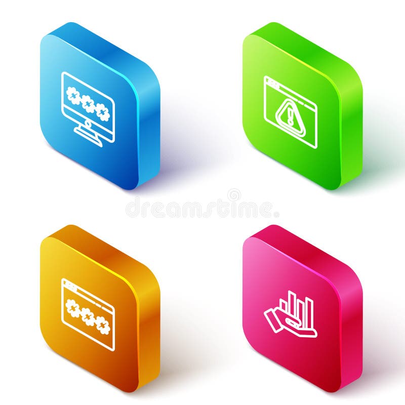 Set Isometric Line Monitor with Password, Browser Exclamation Mark ... Set Isometric Line Monitor with Password, Browser Exclamation Mark ...