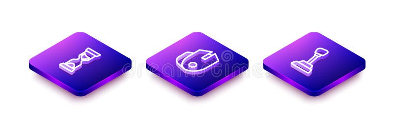 Set Isometric Line Old Hourglass, Computer Mouse and Gear Shifter Icon ...