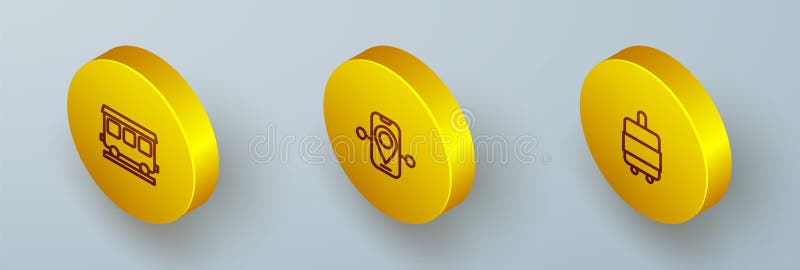 Set Isometric Line Passenger Train Cars, Route Location and Suitcase ... Set Isometric Line Passenger Train Cars, Route Location and Suitcase ...
