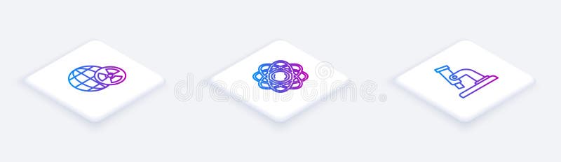Set Isometric Line Planet Earth and Radiation, Atom and Microscope ... Set Isometric Line Planet Earth and Radiation, Atom and Microscope ...