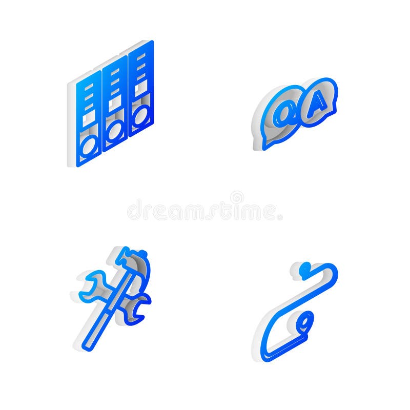 Set Isometric Line Question and Answer, Office Folders, Crossed Hammer ... Set Isometric Line Question and Answer, Office Folders, Crossed Hammer ...